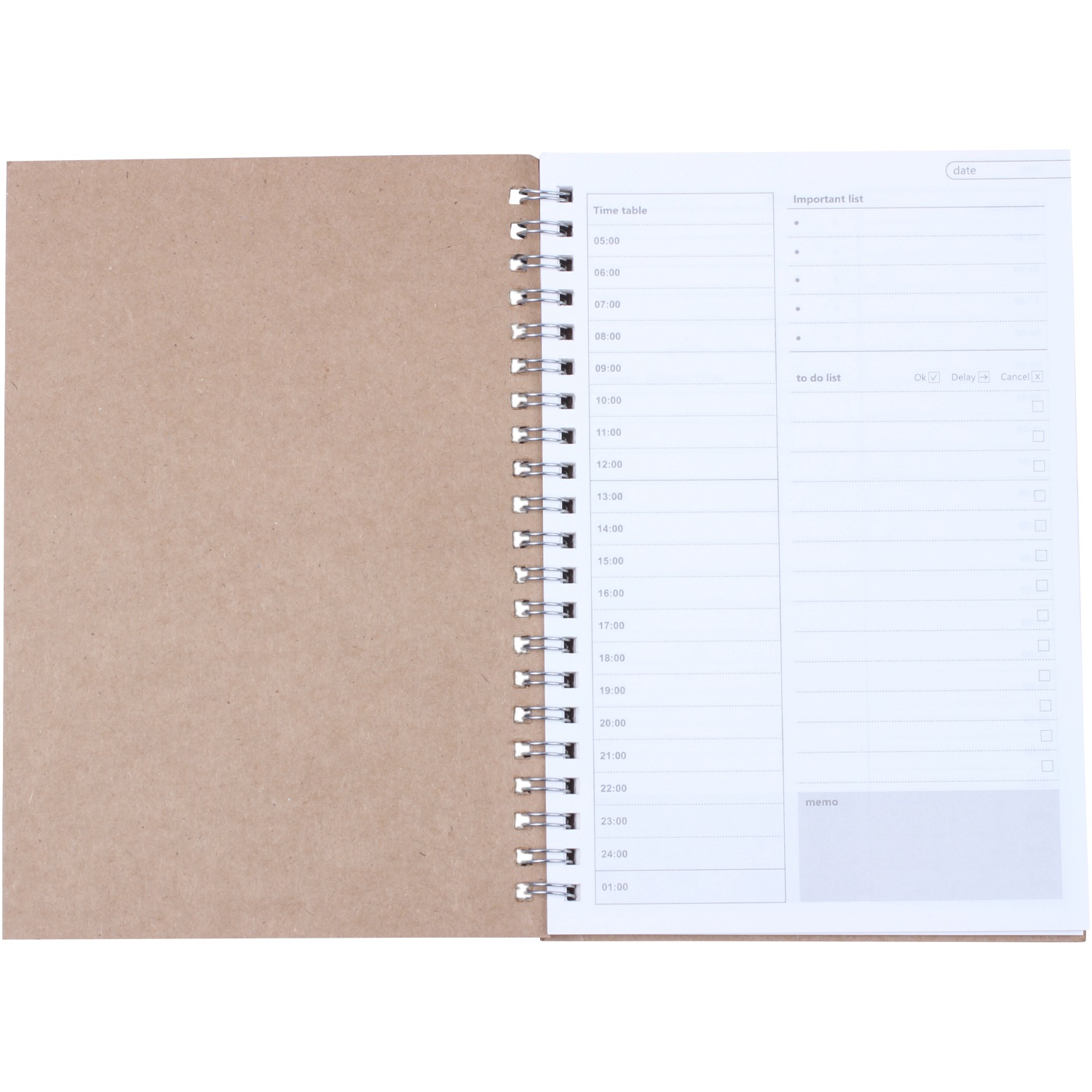Simple Vintage 190x130mm 48 Sheets Spiral Notebook Daily Weekly Planner ...