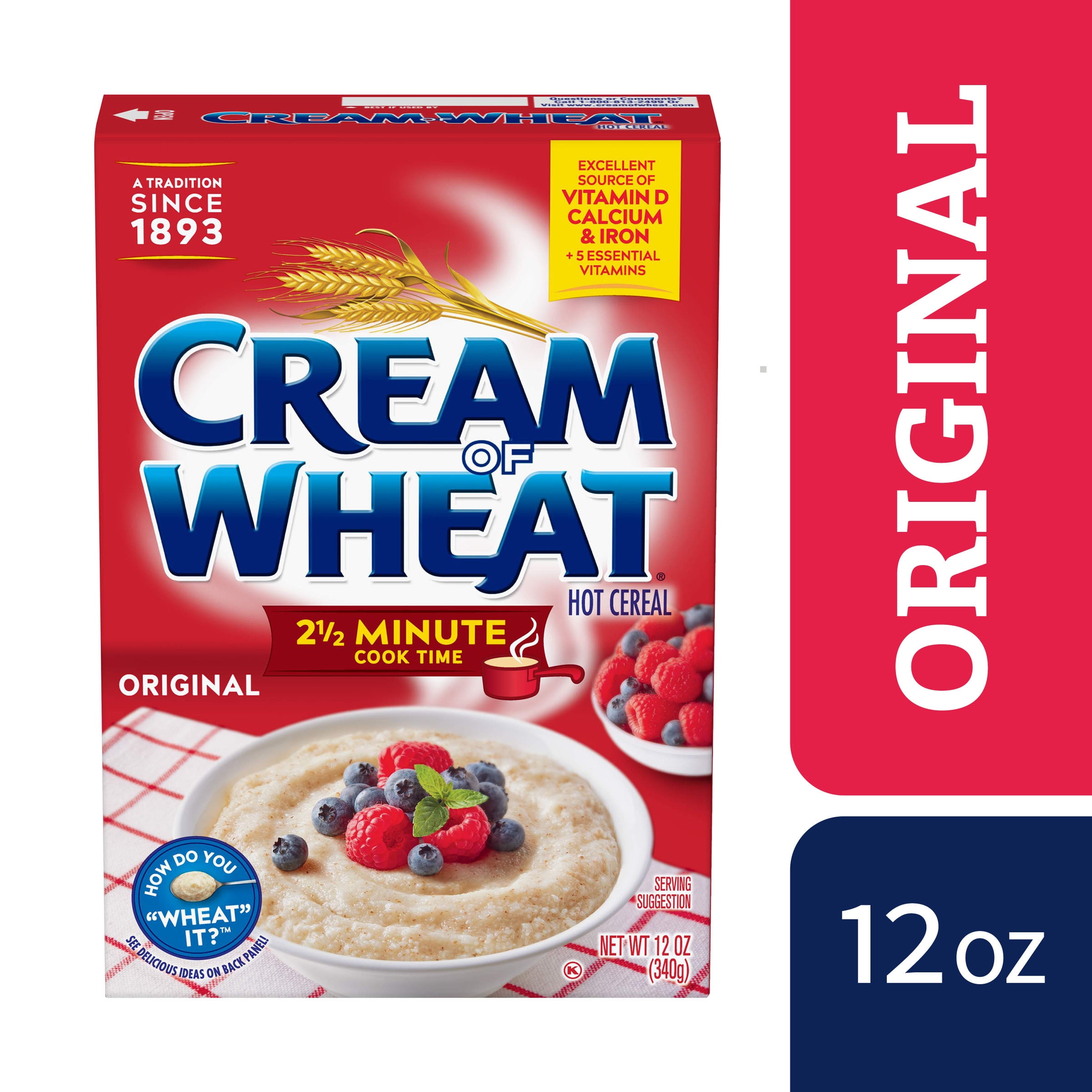 Cream of Wheat Original Hot Cereal, Kosher, 12 OZ Box, 2.5 Min ...