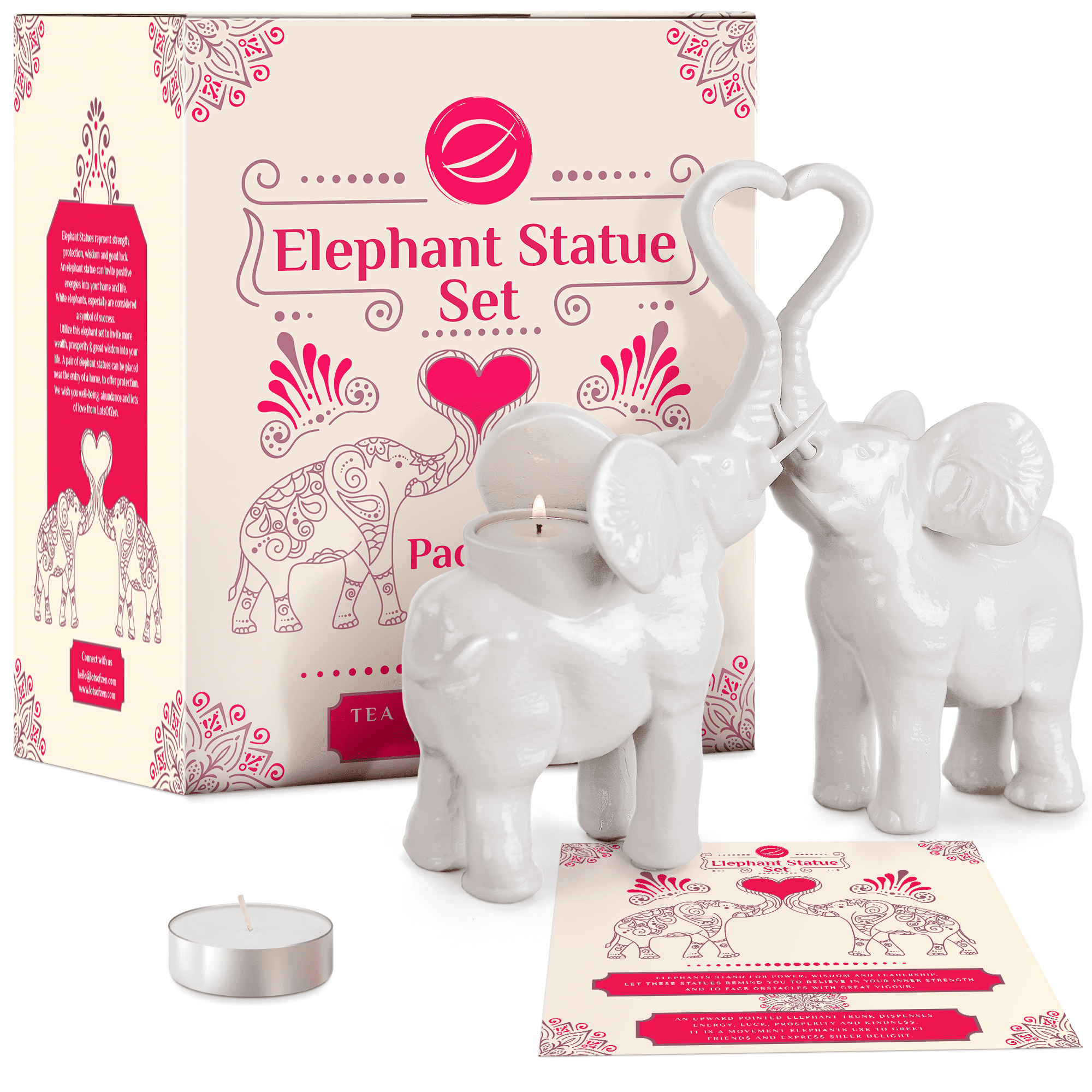 White Elephant Candle Holders 10.2" (Set of 2) — Elephant Gifts for ...
