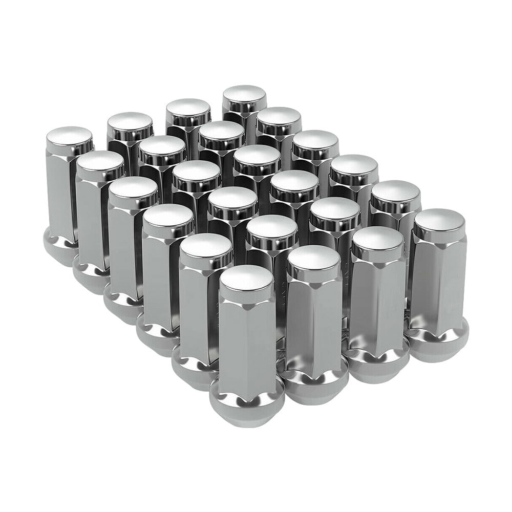 24PC CHROME 14X1.5 BULGE ACORN LUG NUT 1.77" FIT CHEVY GMC SILVERADO ...