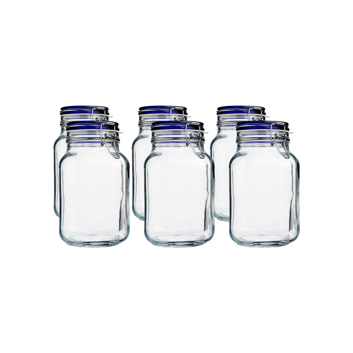 Bormioli Rocco 2L Swing Top Fido Glass Jars - Blue Lid | 6-pack ...