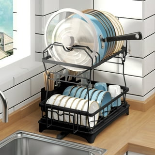 Home Basics 3 Piece Rust-Resistant Vinyl Dish Drainer with Self ...