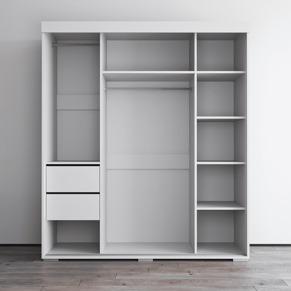 Aria 3 Door 71 Modern High Gloss Wardrobe Armoire White Walmart