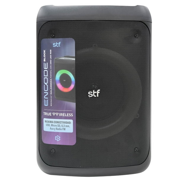Bocina Inalámbrica Portátil STF Encode Block 6.5" con aro LED RGB | Bodega Aurrera en línea