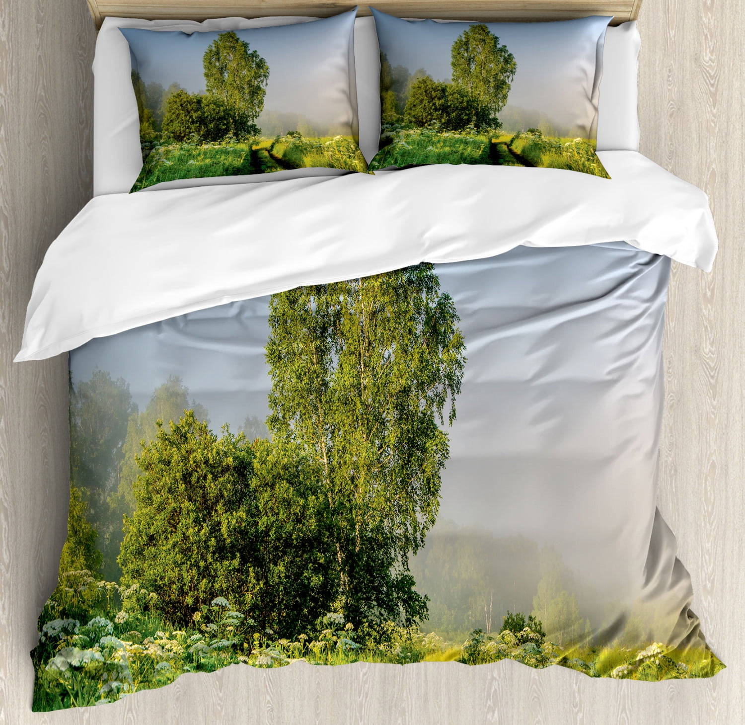 Bedroom Nature Duvet Cover Set Without Insert Trees Night With or ...