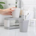 INTBUYING Toothbrush Toothpaste Stand Holder with 2 Cups Bathroom ...