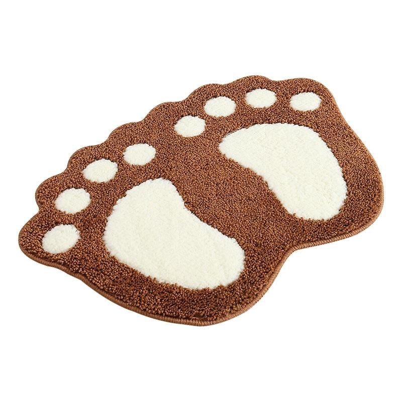 Cute Non Slip Bathroom Rugs,Shaggy Absorbent Footprints Bath Mat ...