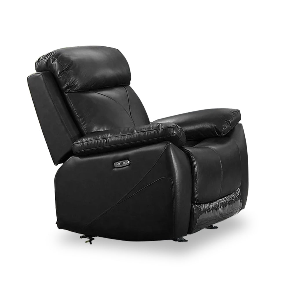 Click here for Hamuq Black Genuine Leather Power Recliner Chair W... prices