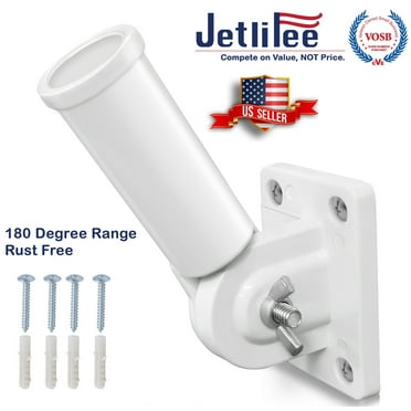 Wall Mount Adjustable Holder Bracket White Metal Flag Pole Windsock ...