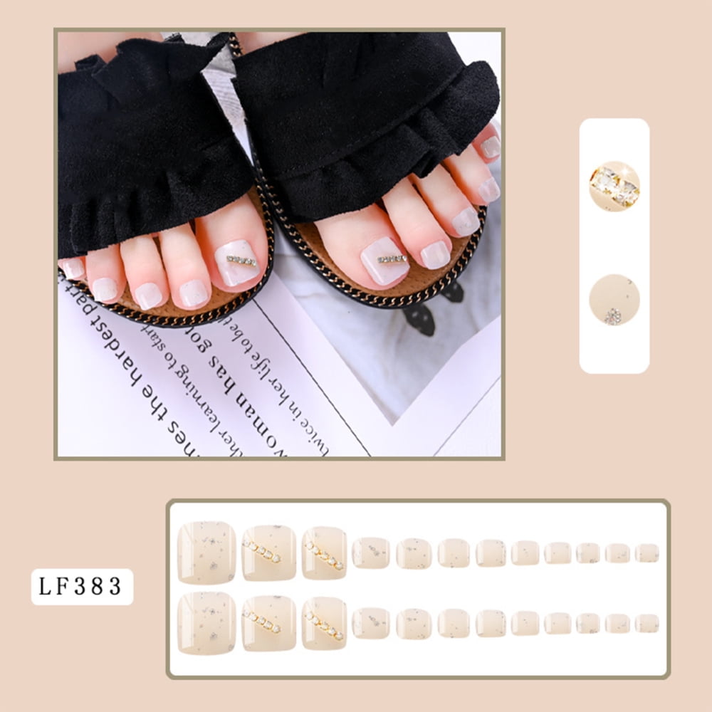 Diamond Shimmer Fake Toenails Fit Perfectly for Women's Toenails for ...