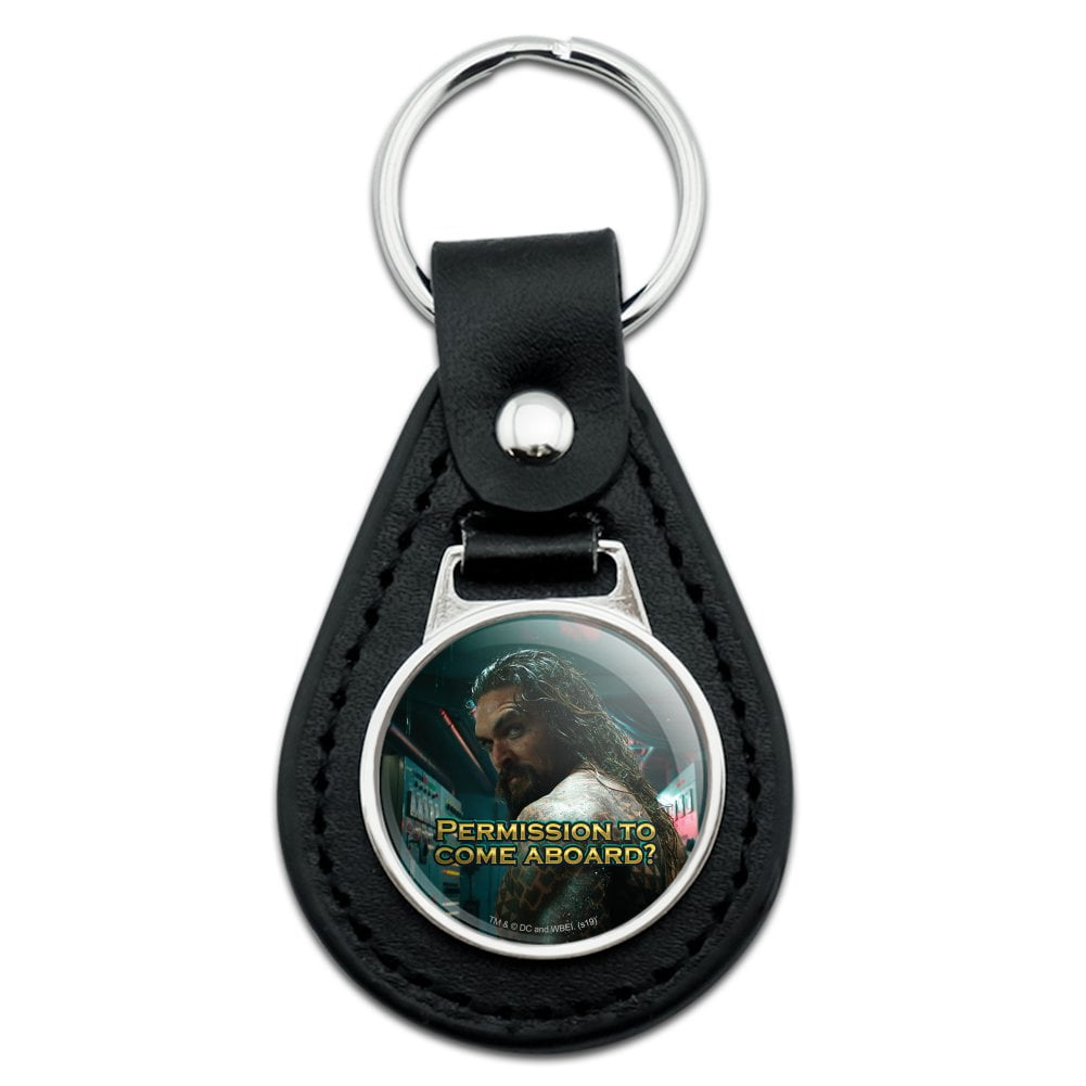 Black Leather Aquaman Movie Permission to Come Aboard Keychain ...