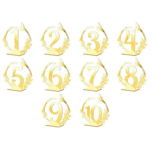 Lefu ACRYLIC TABLE NUMBERS 1-10 Gold Wedding Table Decor Centerpiece ...