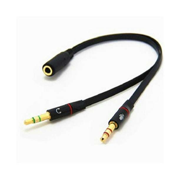 3.5mm Stereo Audio Female to 2 Male Headset Microphone Y Splitter Cable ...