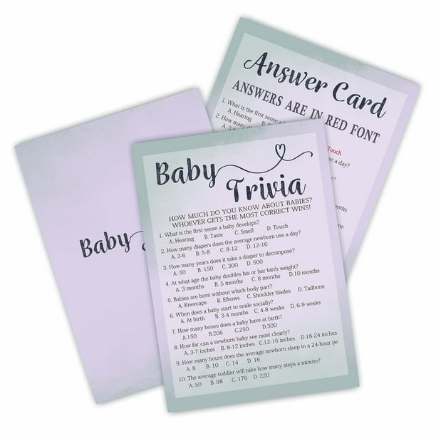 Gradient Grape Baby Trivia Game Cards Set, 30 Double-Sided Fill-In ...