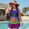 Binienty Haiti Flag Pattern Women's Tankini Shorts Set, Removable Chest ...