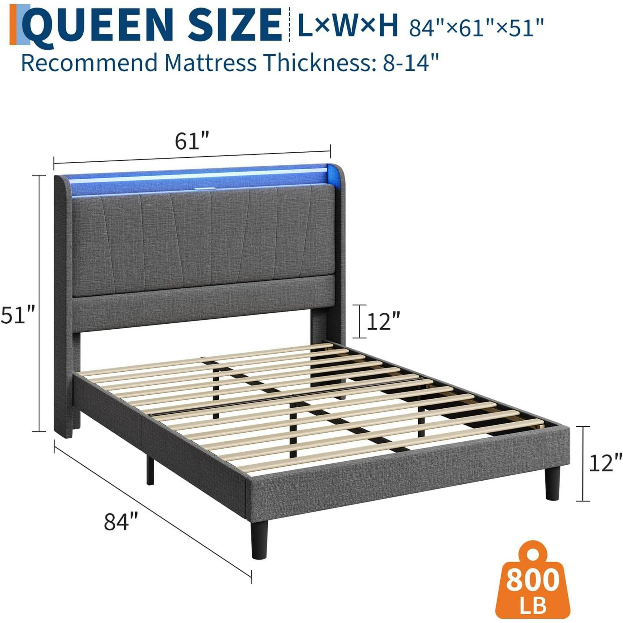 Click here for Edtara Bed Frame With Charging Station And Led Lig... prices