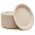 100% Compostable Paper Plates, 125-Pack 9 Inch Heavy Duty Disposable ...