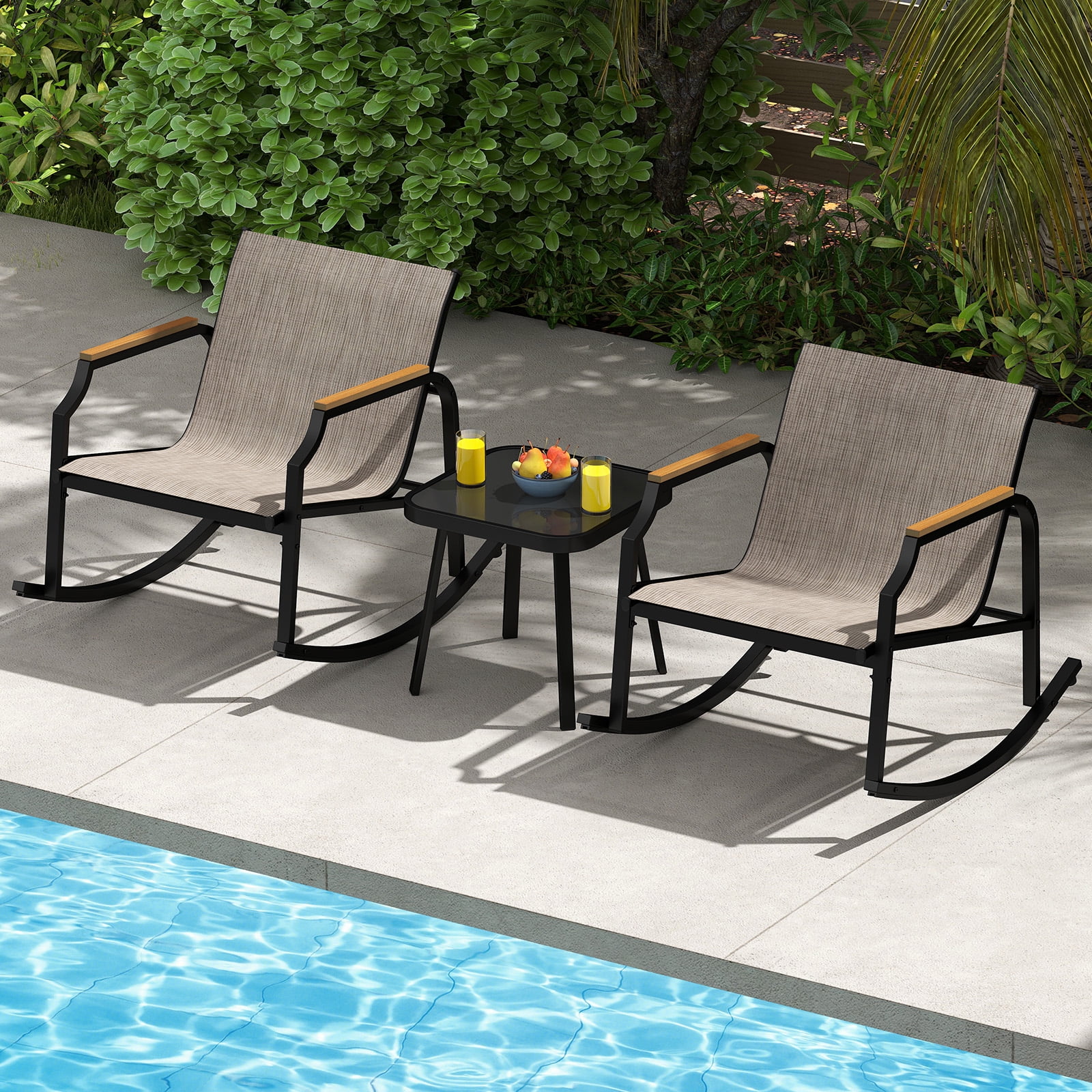Click here for Costway 3 Pcs Rocking Bistro Set Outdoor Conversat... prices