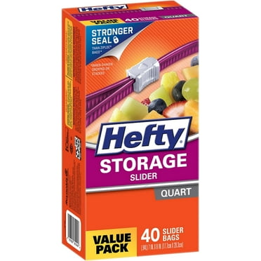 Hefty QT Slider Food Storage Bags, Quart Size, 78 Count, Pack of 1 ...