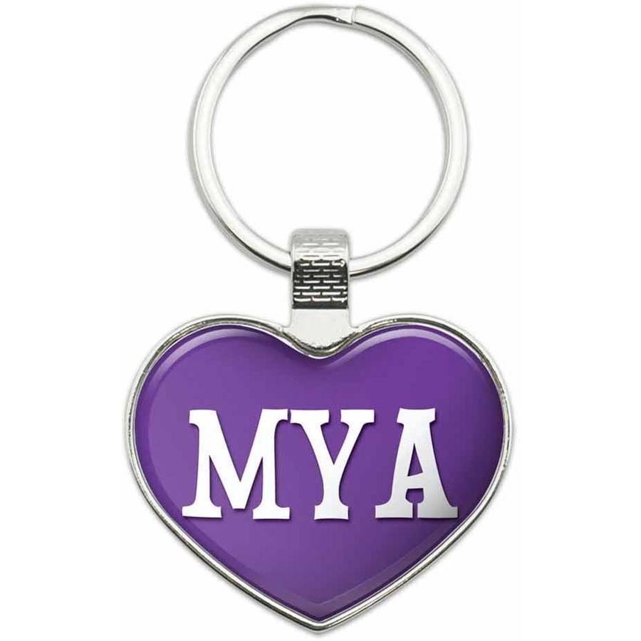 Mya - Names Female Metal Heart Keychain Key Chain Ring, Purple ...