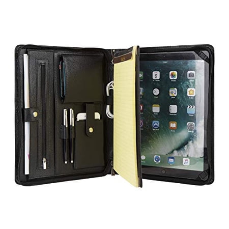 Genuine Leather Portfolio Case Professional Office Organizer Folder ...