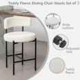 Boucle Bar Stools Set of 3, 24" Modern Counter Stools with Backs, White ...
