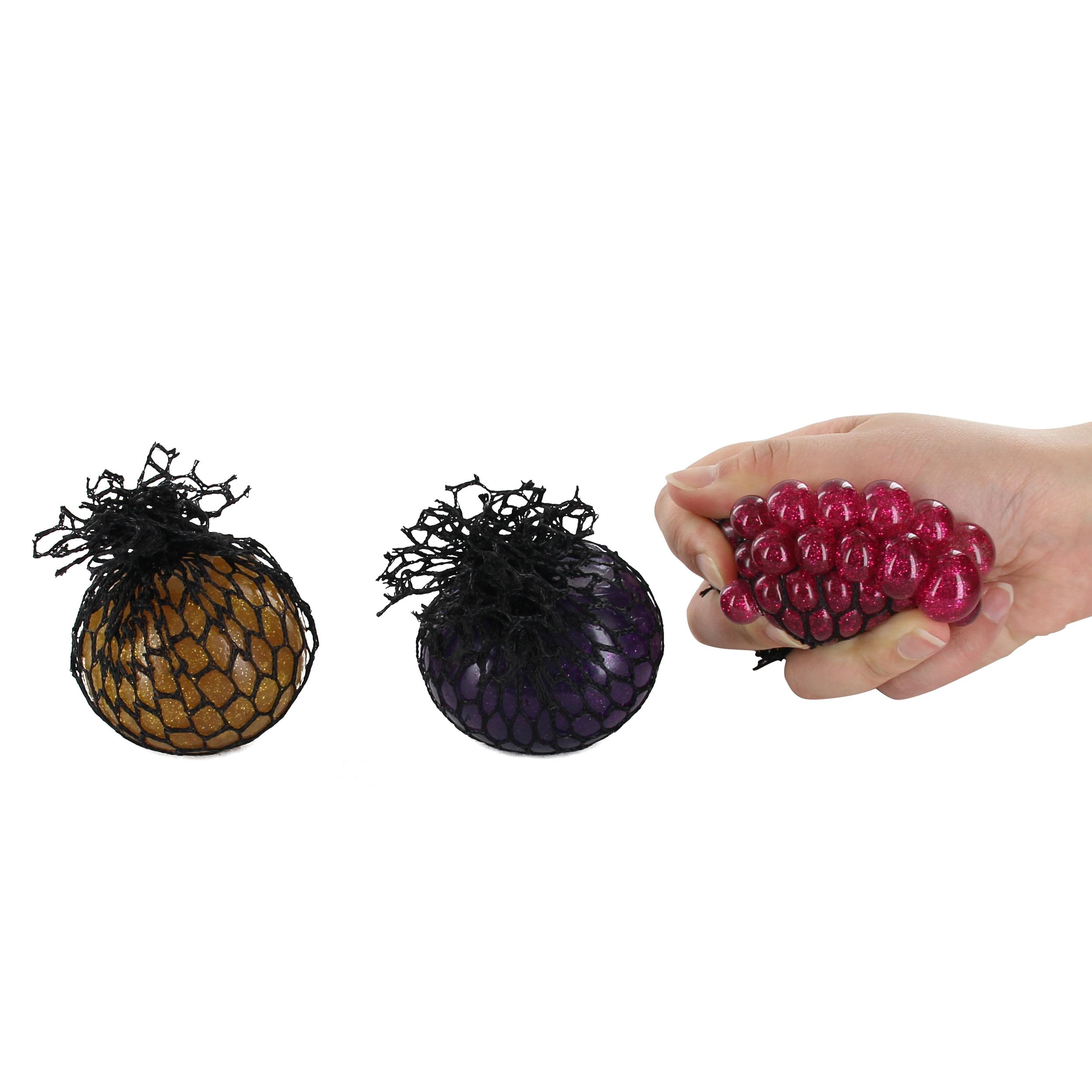 Pack of 3X Mesh Squish Glitter Colors Ball Stress Reliever Mood Squeeze ...