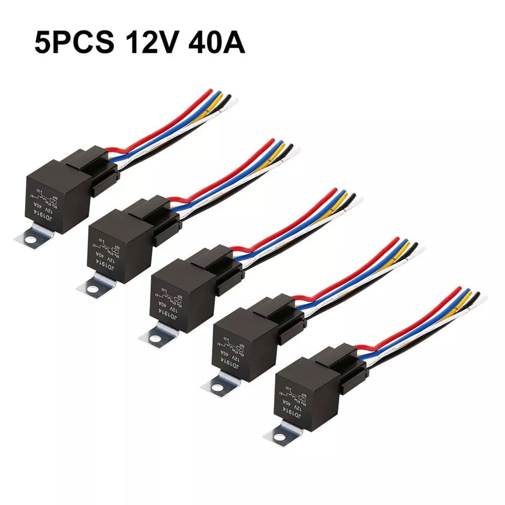 12 Volt Automotive Relay Pack 5Pcs with Wiring Harness for Installation ...