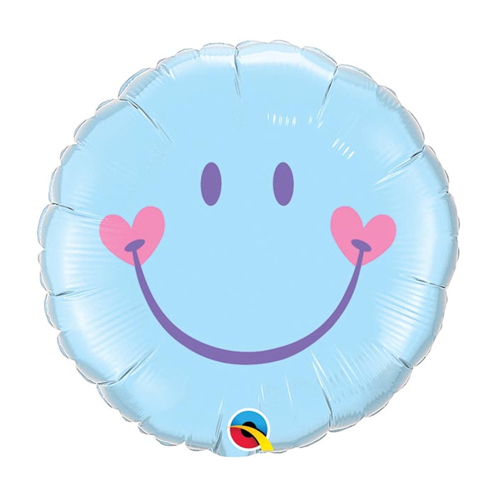 18 inch Sweet Smile Face - Pale Blue Foil Mylar Balloon - Party ...