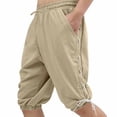 Capri Pants for Men Line Drawstring Solid Color Capri Pants with Pocket ...