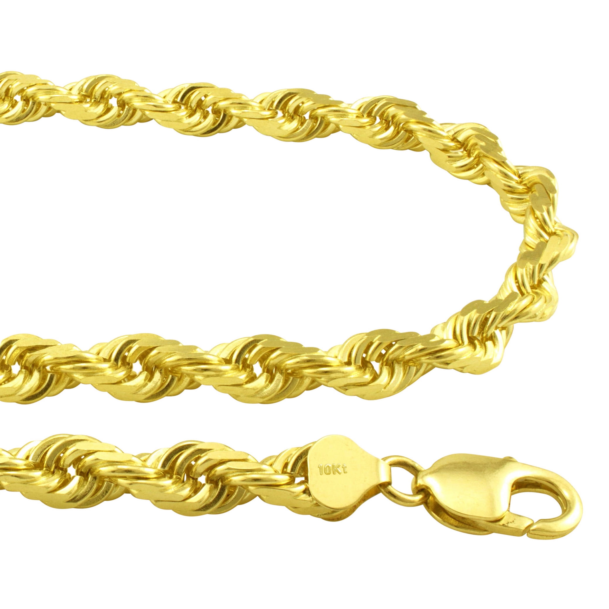 Nuragold 10k Yellow Gold 7mm Hollow Rope Chain Necklace Men Or Women Nuragold 10k Yellow Gold 7mm Hollow Rope Chain Necklace Men Or Women