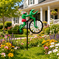 Whimsical Frog Wind Spinner Garden Stake, Vintage Bicycle Kinetic Metal ...