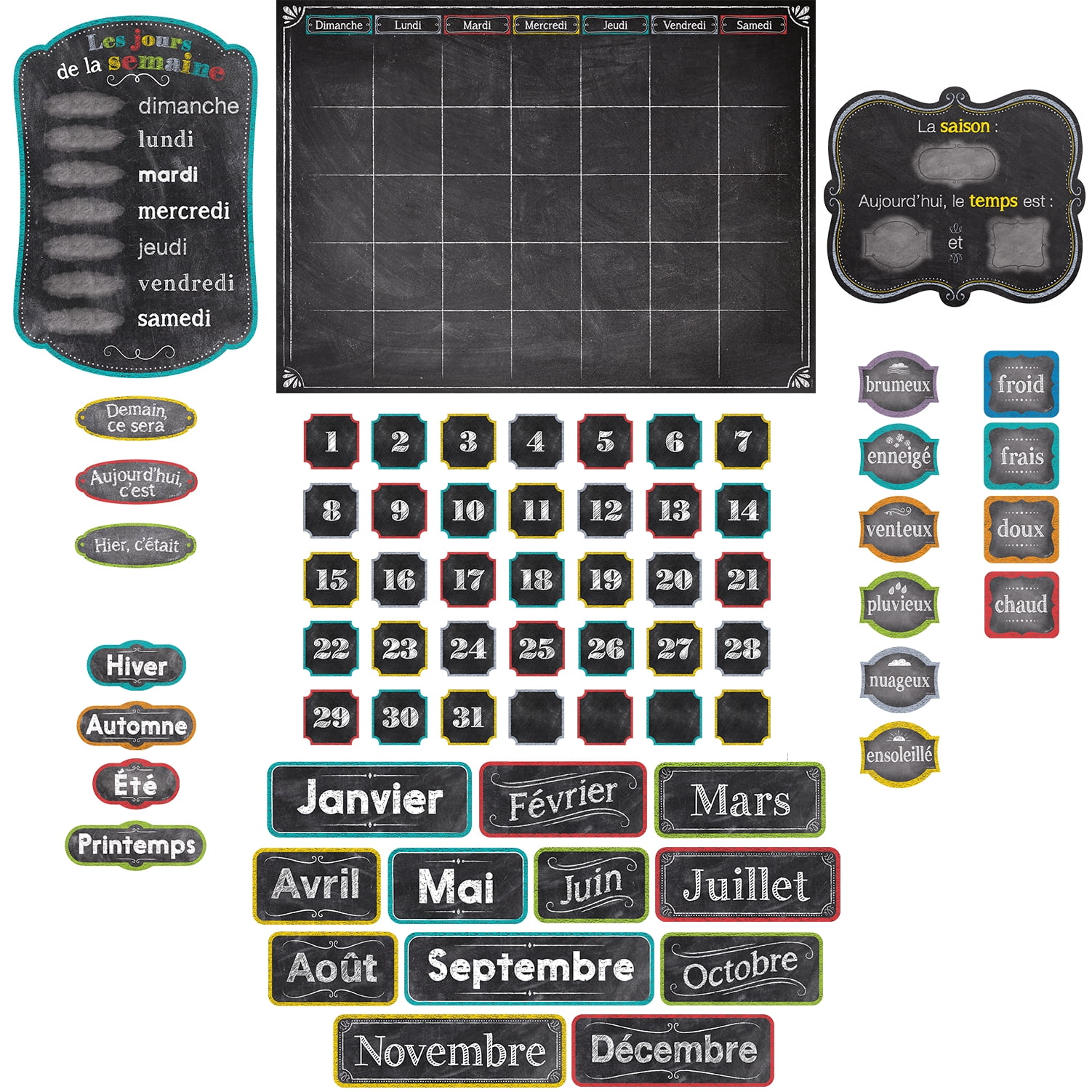FRENCH CALENDAR SET (CHALK) BULLETIN BOARD SET - Walmart.com