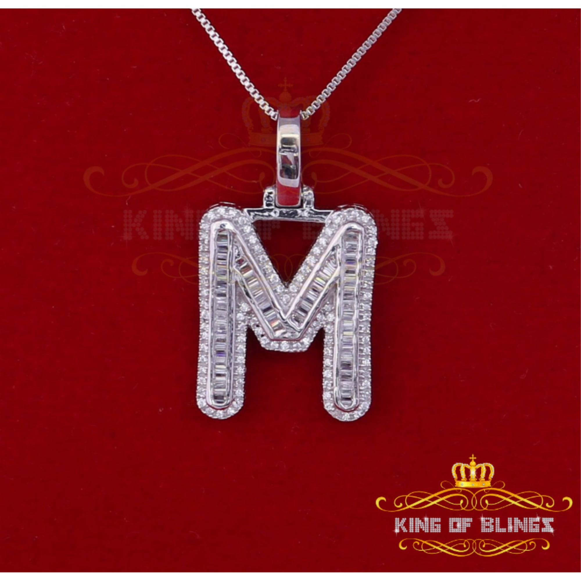 King OF Bling's White Beautiful Custom intial Alphabet 'M' Pendant ...