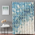 Blue Gradient Mosaic Shower Curtain, Grid Abstract Color Block ...