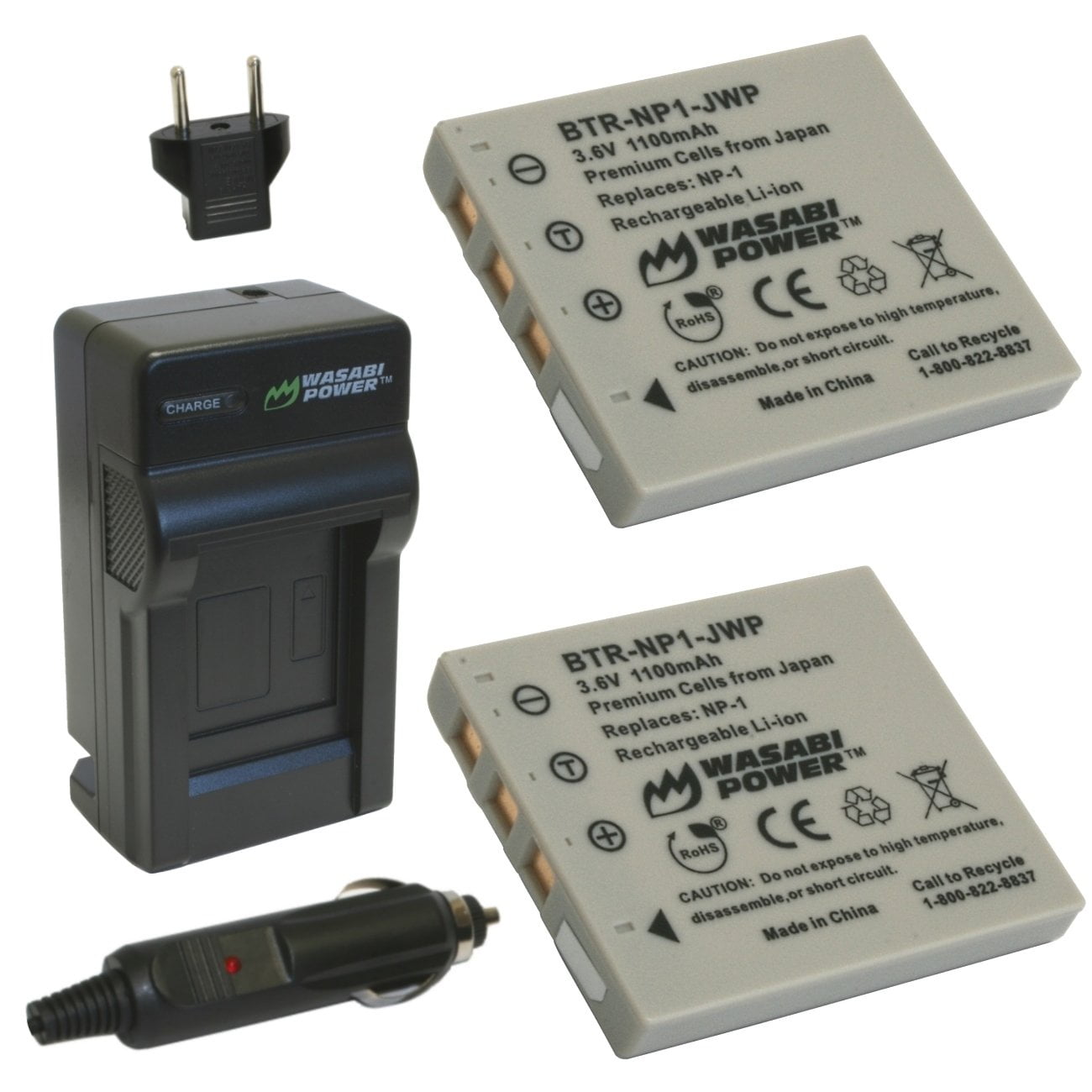 Wasabi Power Battery (2-Pack) and Charger for Konica Minolta NP-1 ...