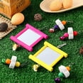2 Pieces Chicken Mirror Toys Hanging Swing Mirror with Bell Wooden ...