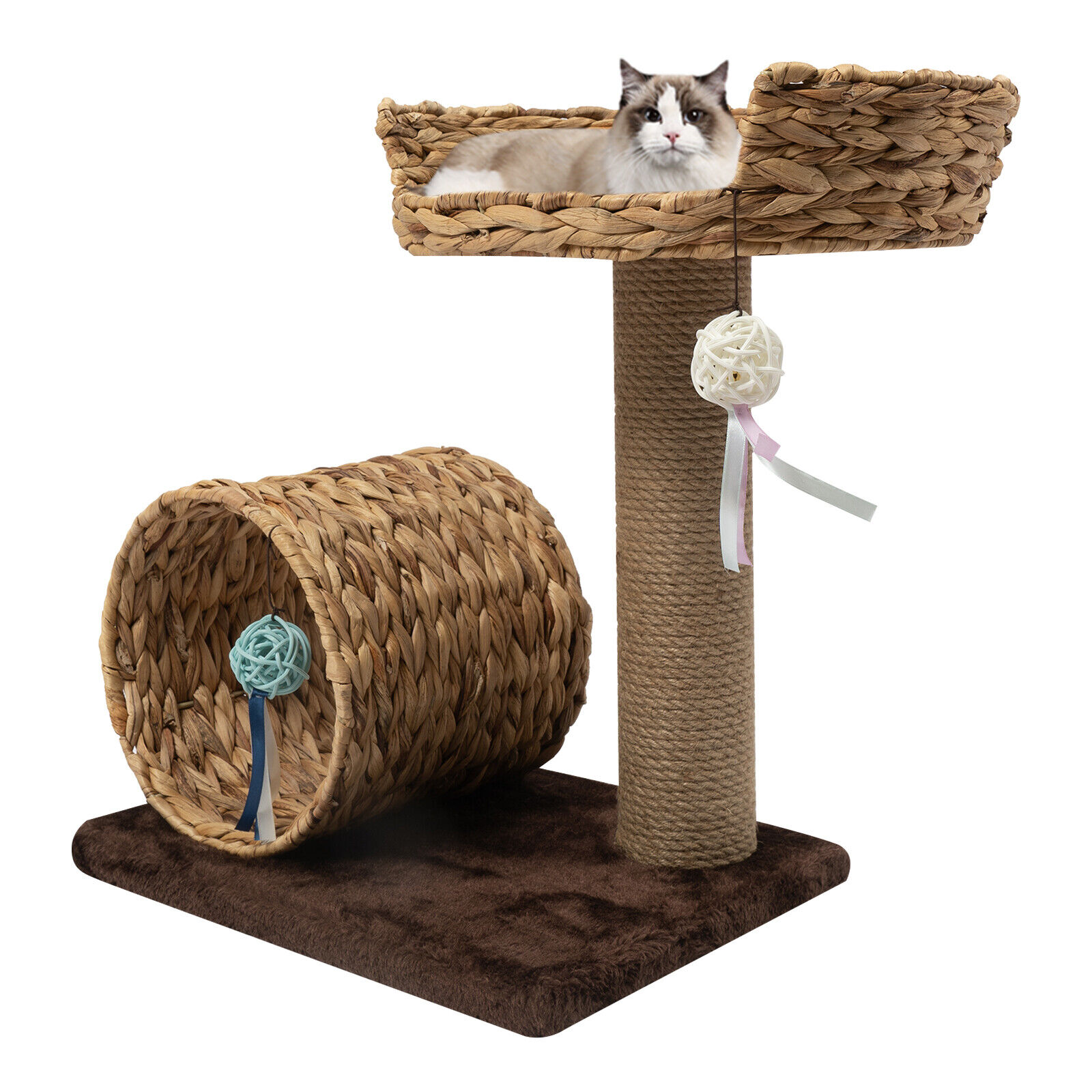 Miumaeov Cat Scratching Tree Hand Made Paper Rope Bow Shaped Two Level ...