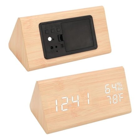 Multifunction Digital Clock, Triangular Digital Wooden Clock Time Date ...
