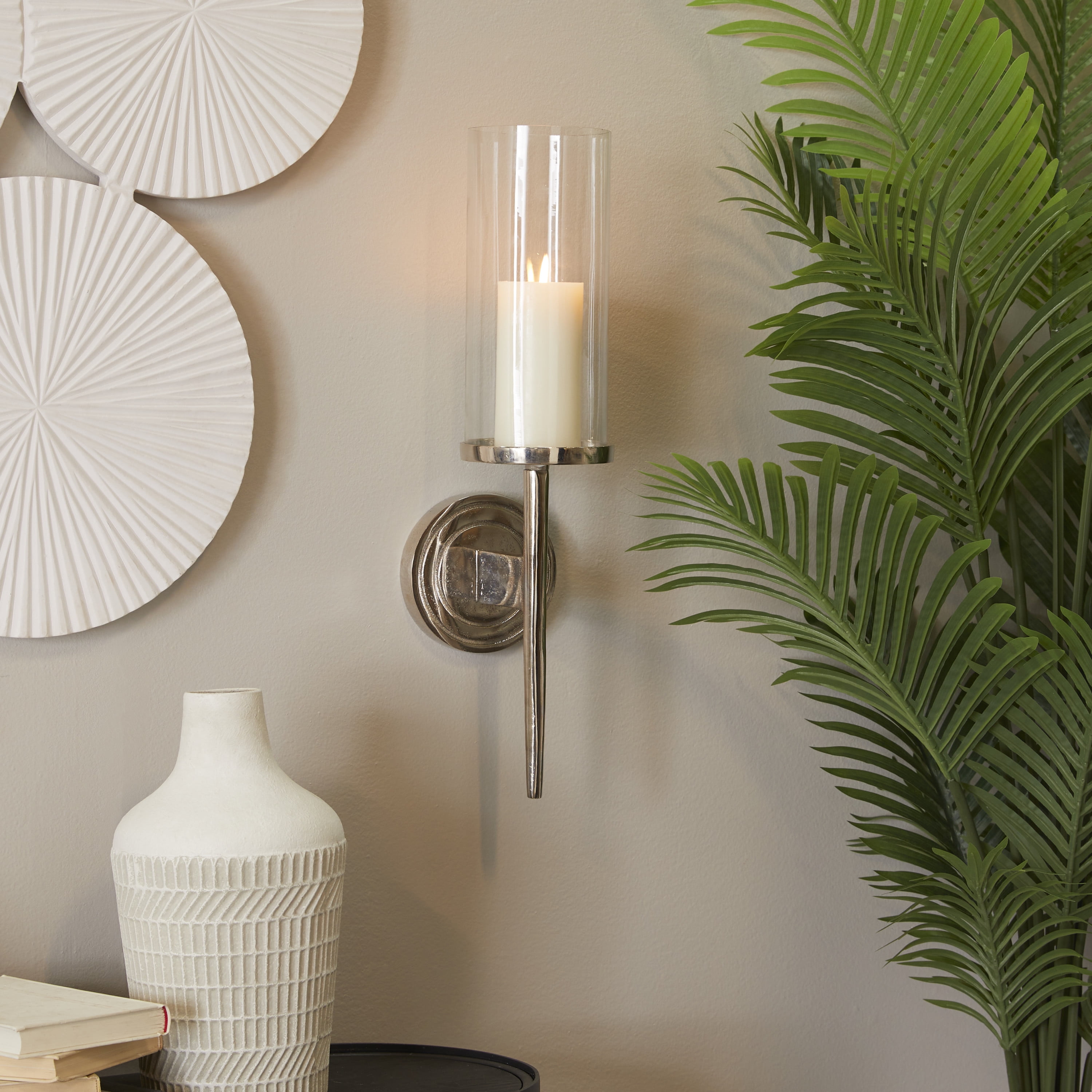 DecMode Silver Aluminum Wall Sconce - Walmart.com