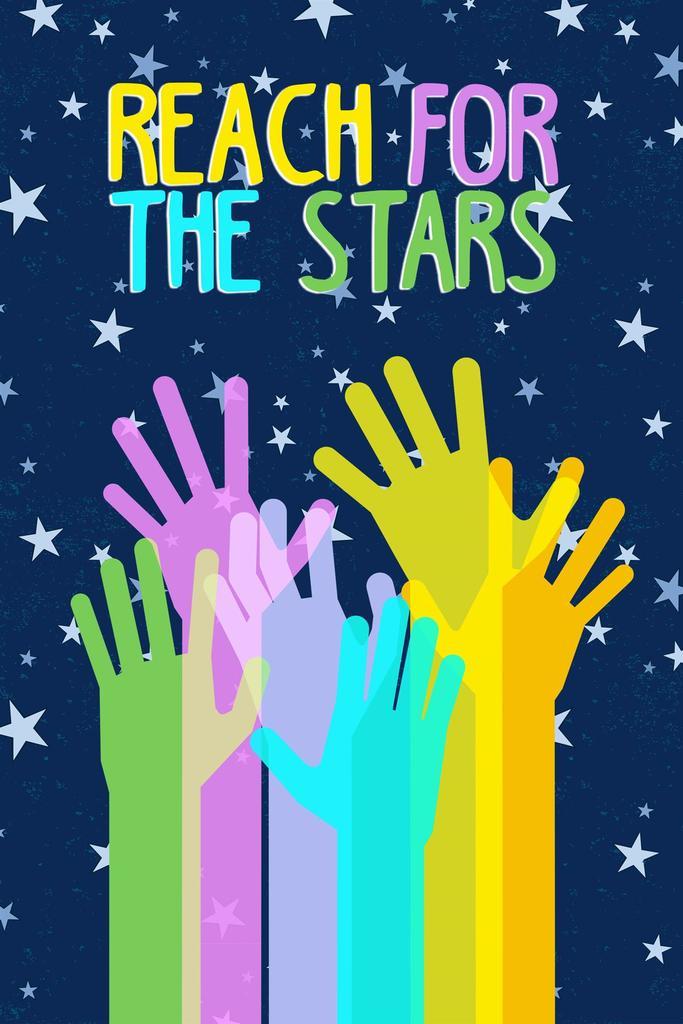 Reach For The Stars Raised Hands Classroom Sign Motivational ...