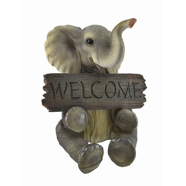 Zeckos Adorable Pachy Princess Baby Elephant Welcome Sign Home Decor ...