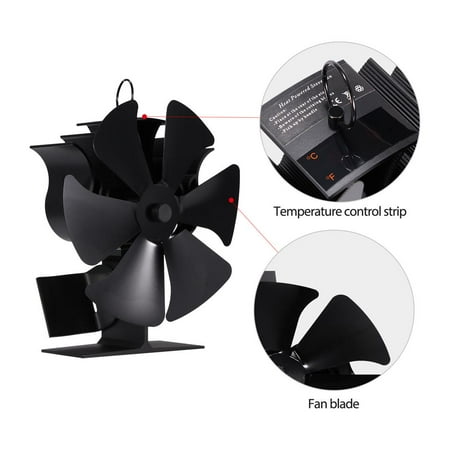 Stove Fan 6-Blade Heat Powered Thermal Air Distribution Fan Aluminum ...