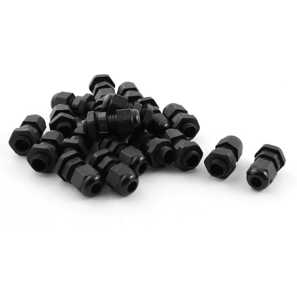 20Pcs M12 12mm Thread Waterproof Connector Gland Black for 3-6.5mm ...