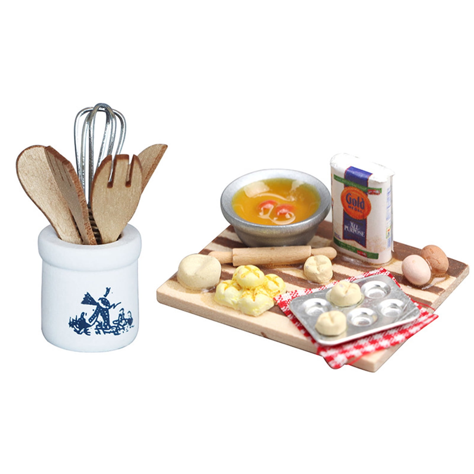 Lomubue 1 Set 1:12 Dollhouse Whisk Jar Set Realistic Small Anti-Fade No ...