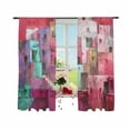 Abstracts Painting Buildings Sheer Curtains for Living Room Bedroom ...
