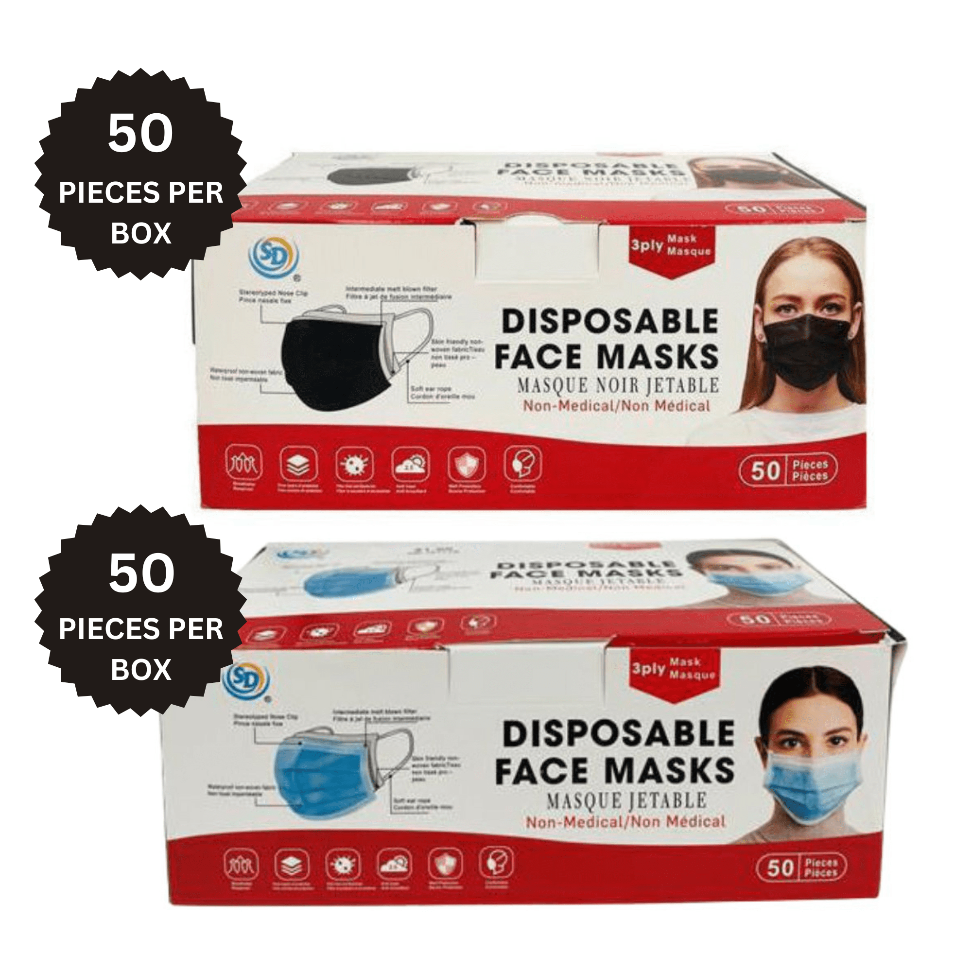 Click here for Sd Pack Of 100 (50 Blue  50 Black) 3 Ply Disposabl... prices