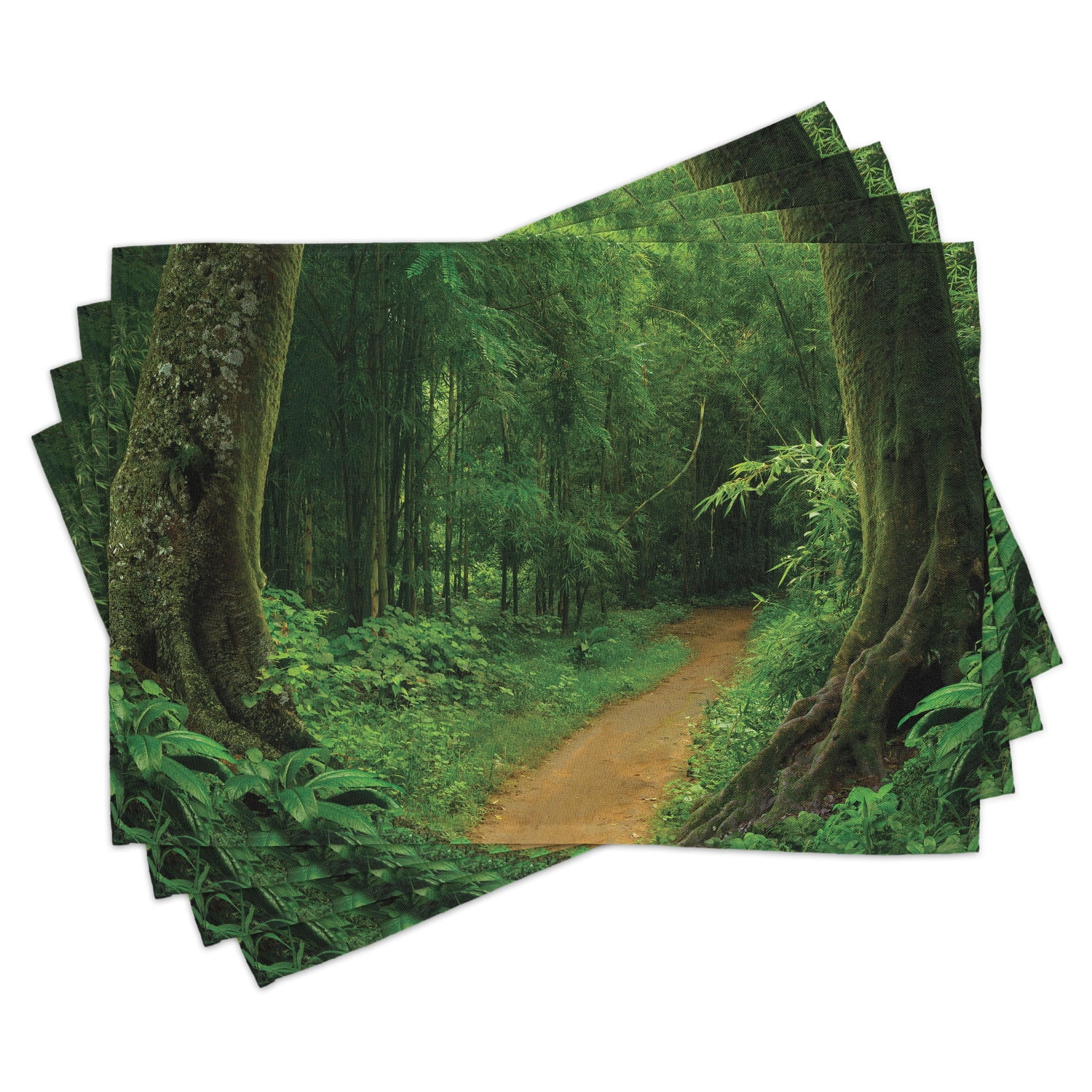 Ambesonne Tropical Place Mats Set of 4, Jungle Forest Trees, Standard ...
