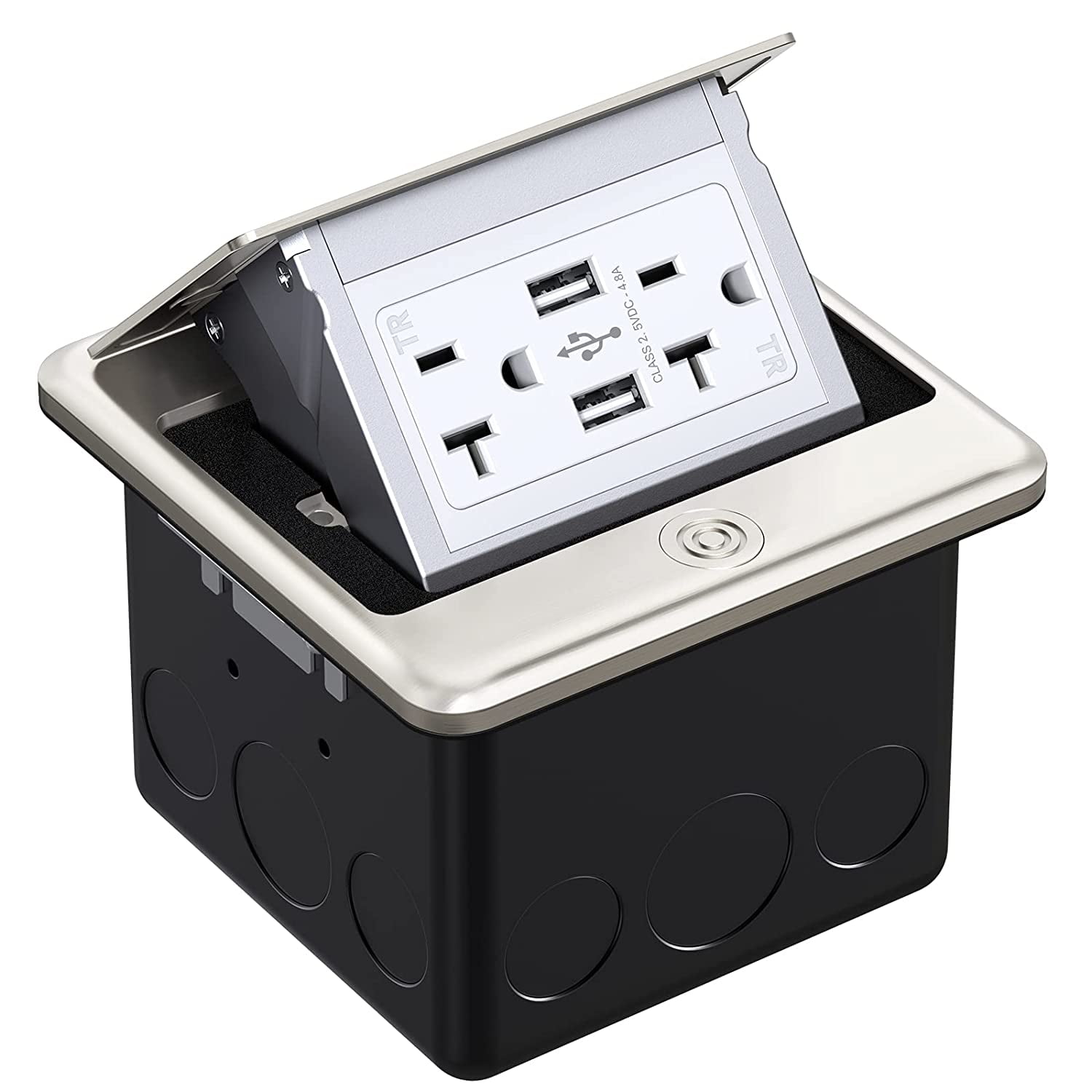MORI Pop Up Floor Outlet Box with 20 Amp Tamper-Resistant USB 5V/4.8A ...