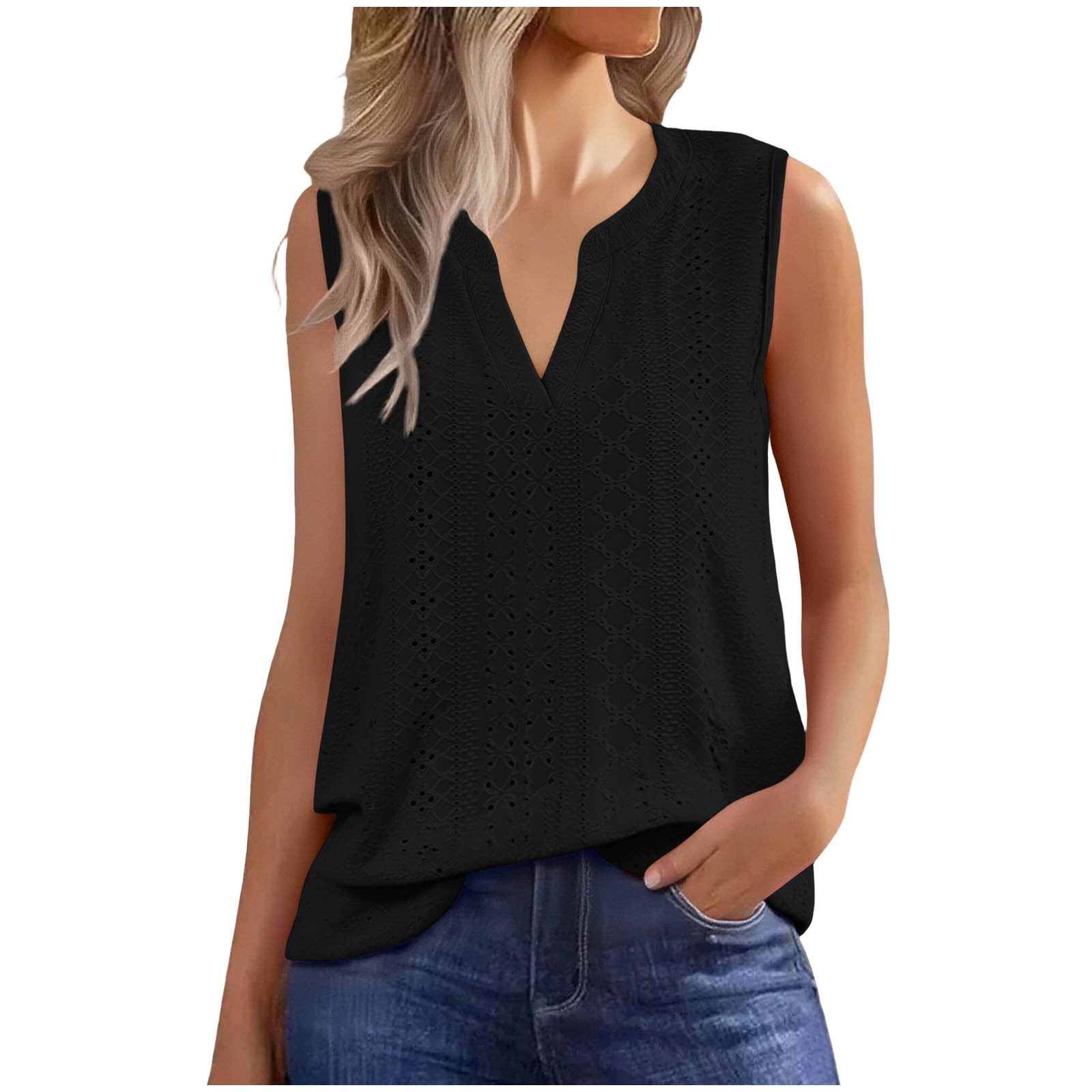 Click here for Wrkekc Tank Top For Women Solid Color V-Neck Sleev... prices